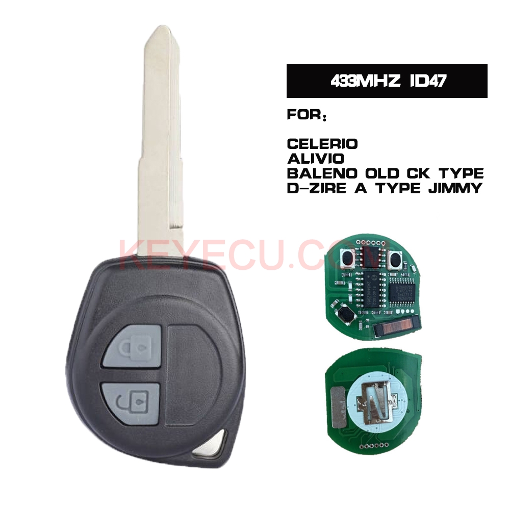 FSK 433MHz ID47 Chip Remote Control Car Key With 2 Buttons for Suzuki ...